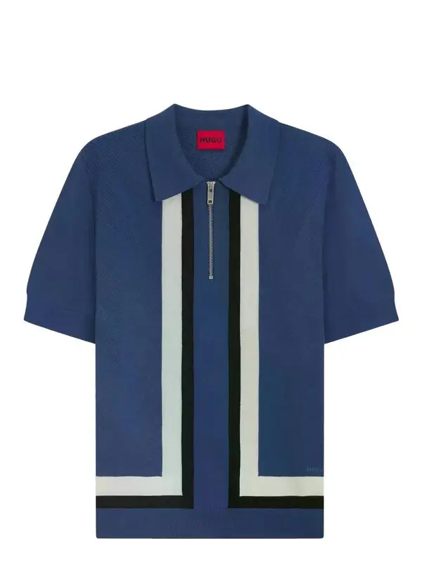 Hugo Stripe-detail Polo Shirt - Blue
