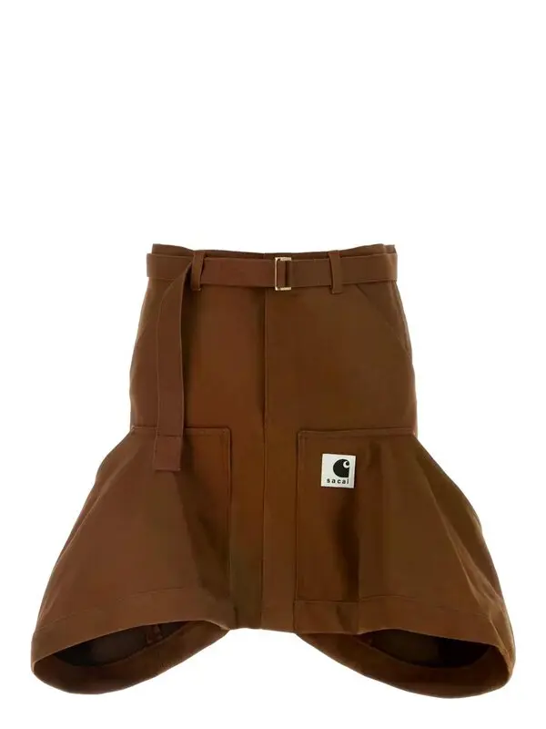 Sacai X Carhartt Wip Duck Belted Pocket Skirt - Brown