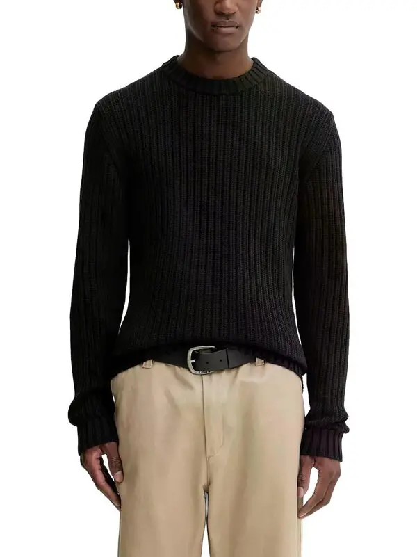 Hugo Ribbed Crew-neck Sweater - Black
