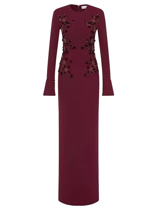 Rebecca Vallance Lulee Embellished Long-sleeve Maxi Dress - Red