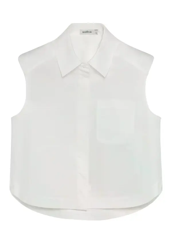 Simkhai Winslow Sleeveless Collared Shirt - White