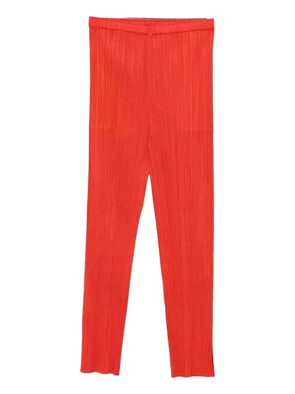 Issey Miyake Pleated Straight Leg Trousers - Red
