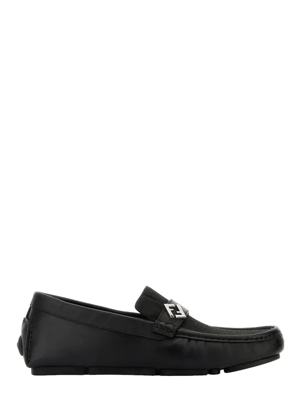 Fendi Ff-logo Round-toe Loafers - Black