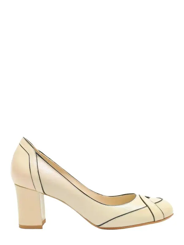 STUDIO CHOFAKIAN 55mm Swan Block-heel Pumps - Neutrals