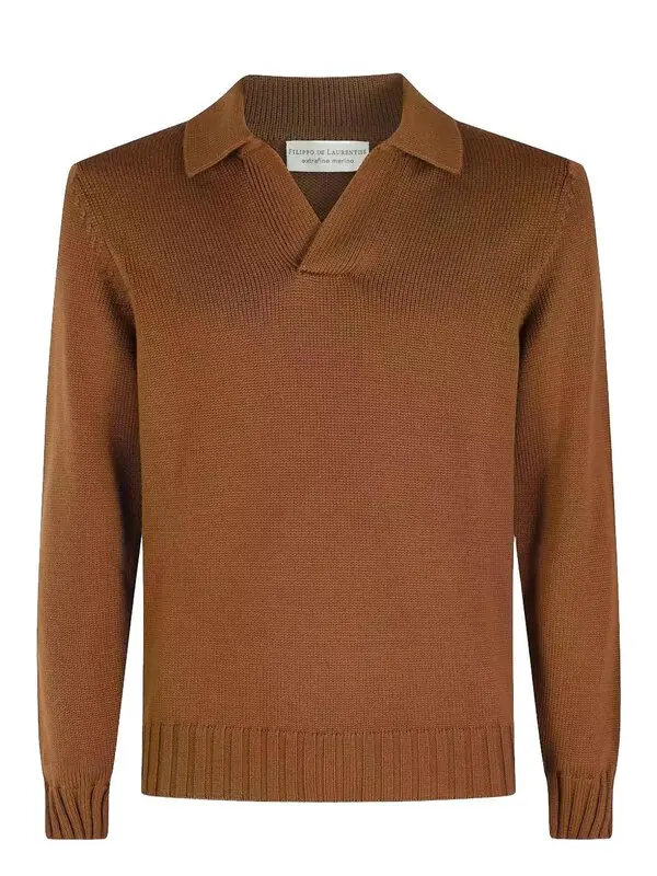 FILIPPO DE LAURENTIIS Long-sleeved Polo Shirt - Brown