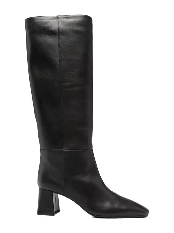 FABIO RUSCONI Square-toe Heeled Knee-high Boots - Black
