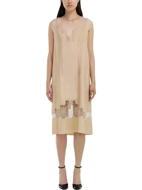 FERRAGAMO Lace-inserts Mini Dress - Neutrals