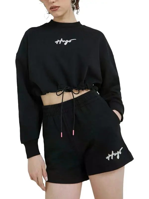 Hugo Logo-detail Drawstring Sweatshirt - Black