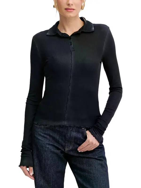 Patrizia Pepe Raised-seam Polo Top - Black