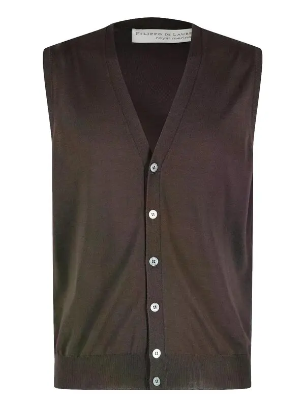 FILIPPO DE LAURENTIIS Buttoned Sleeveless Gilet - Brown