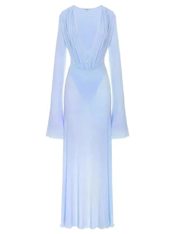 MANURI Suki Long-sleeve Draped Dress - Blue