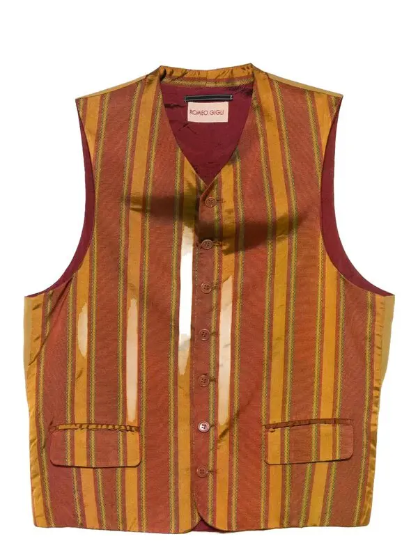 ROMEO GIGLI 90s Striped Silk Vest - Red