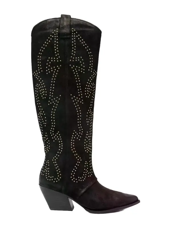 MARC ELLIS 70mm Studded Pointed Boots - Black