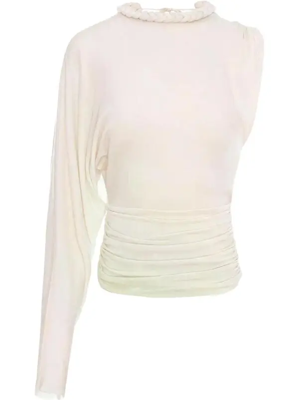 MANURI Didi One-sleeve Braided Blouse - Neutrals