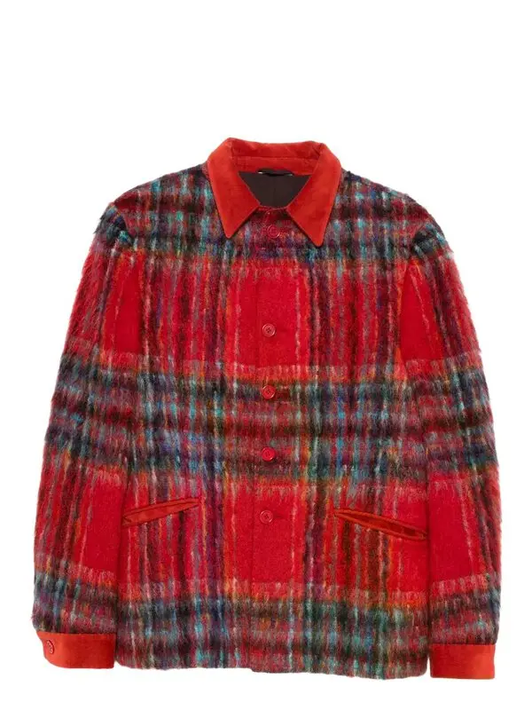 ROMEO GIGLI Checked-pattern Buttoned Jacket - Red