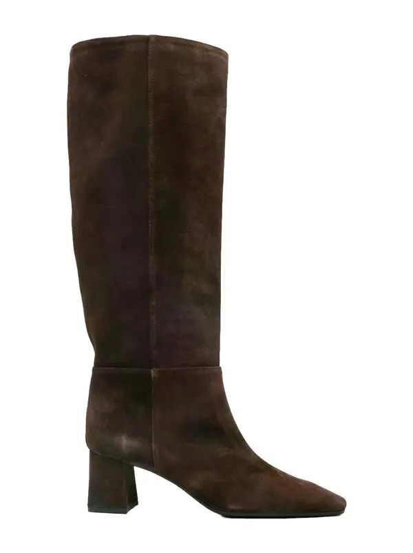 FABIO RUSCONI Square-toe Heeled Knee-high Boots - Brown