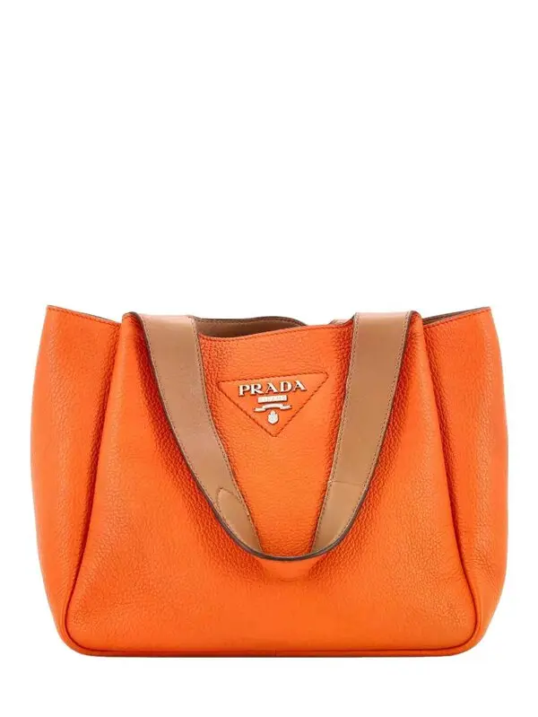 Prada Flou Dynamique Open Vitello Daino Small Tote Bag - Orange