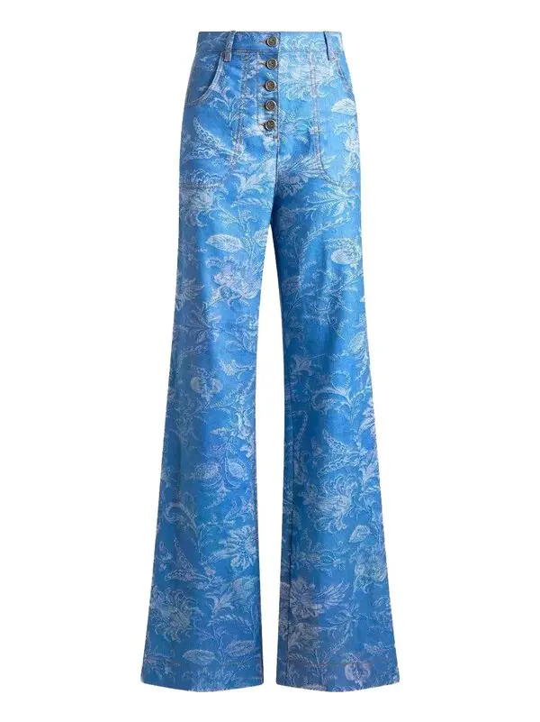 Etro Button-fastening Printed Jeans - Blue