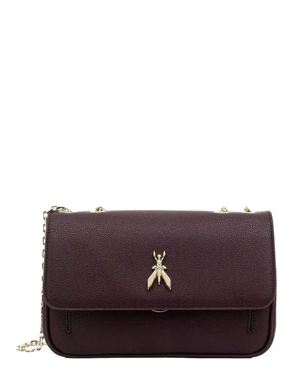 Patrizia Pepe Leather Shoulder Bag With Fly Embellishment - Purple