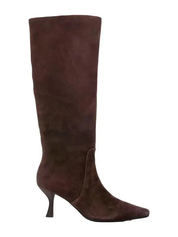 MARC ELLIS Pointed-toe Suede Knee-high Stiletto Boots - Brown