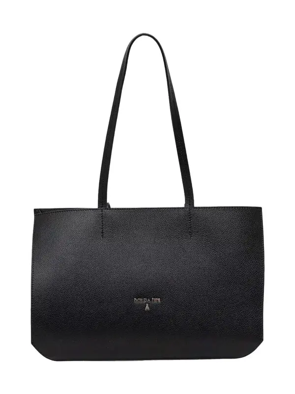 Patrizia Pepe Grained Leather Shoulder Bag - Black