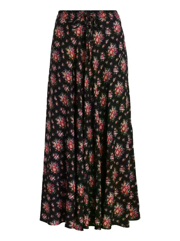 Dolce & Gabbana Floral Print Midi Skirt - Black