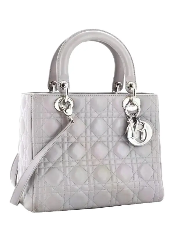 Dior Lady Cannage Quilt Lambskin Medium Satchel - Grey