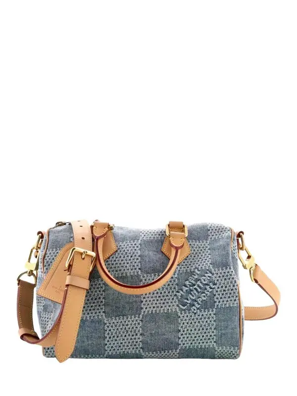 LOUIS VUITTON Speedy Bandouliere 3d Damier Giant Denim 25 Satchel - Blue