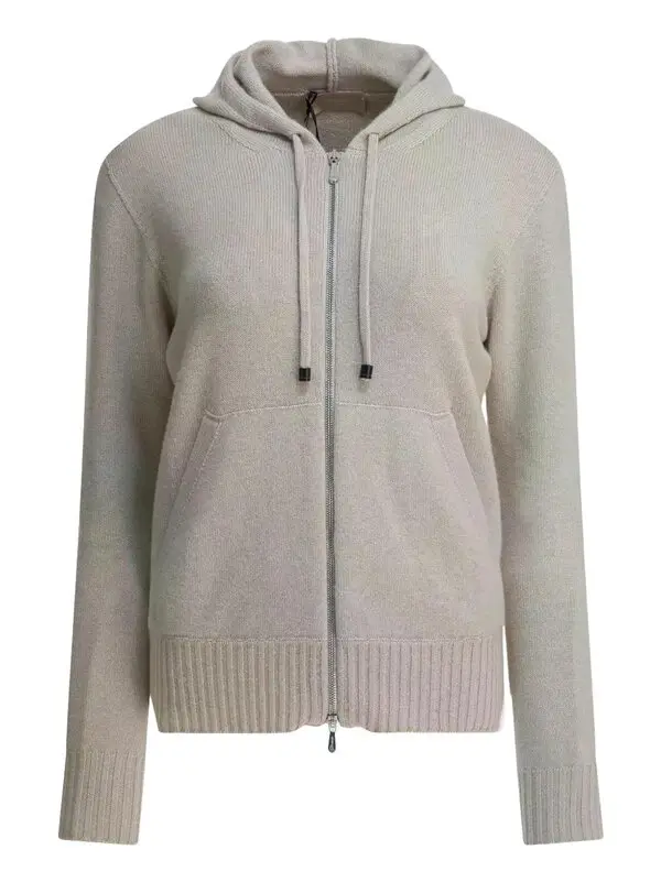 DRUMOHR Hooded Zip Cardigan - Neutrals
