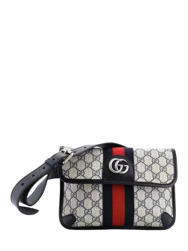 Gucci Ophidia Flap Gg Coated Canvas Belt Bag - Blue