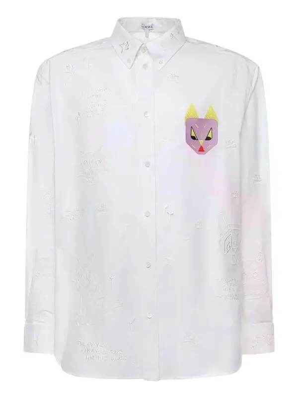 Loewe X Louis Wain Cat-appliqué Shirt - White