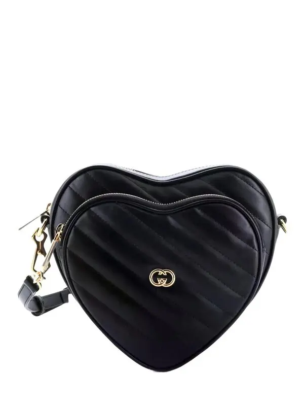 Gucci Interlocking G Heart Quilted Leather Mini Shoulder Bag - Black