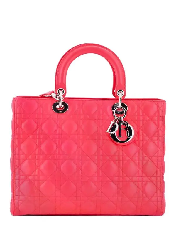 Dior Lady Large Lambskin Cannage Tote - Pink