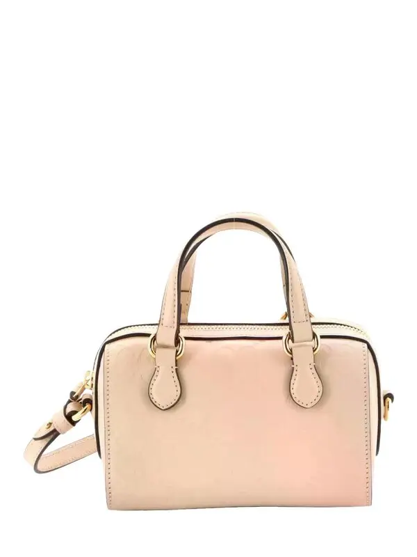 Gucci Convertible Top Handle Mini Satchel Bag Jumbo Gg Embossed Leather - Neutrals