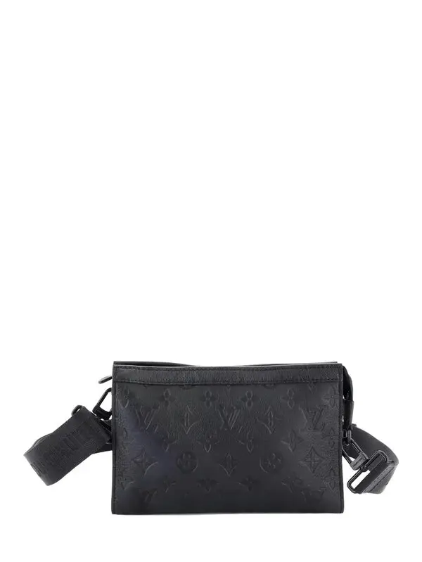 LOUIS VUITTON Gaston Wearable Wallet Monogram Shadow Leather Crossbody Bag - Black