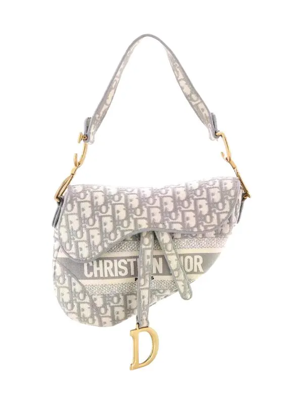 Dior Oblique Canvas Saddle Bag - Grey