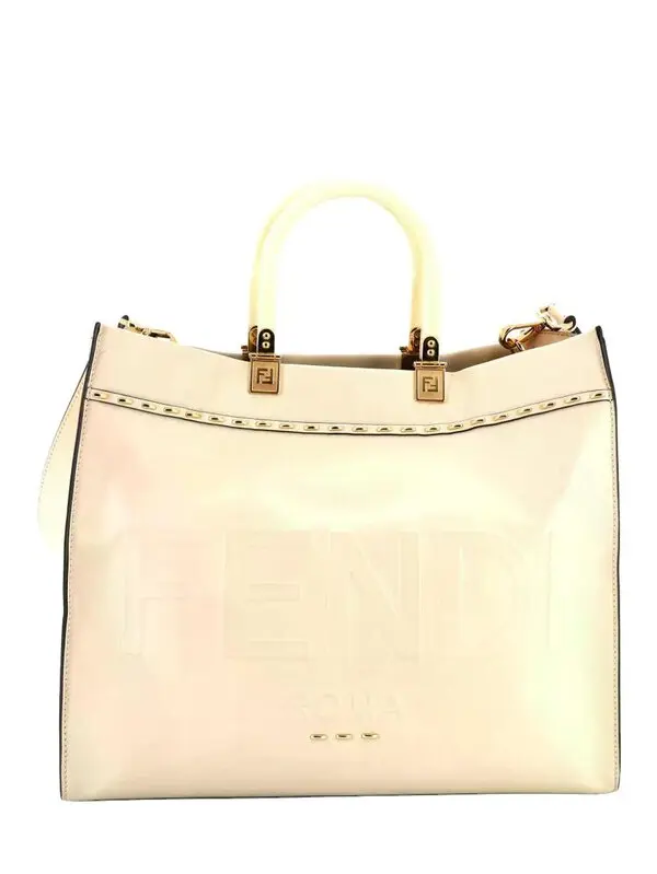 Fendi Sunshine Shopper Leather Medium Tote Bag - Neutrals