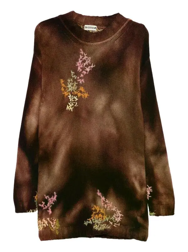 A.N.G.E.L.O. VINTAGE UPCYCLING Embroidered Tie-dye Sweater - Brown