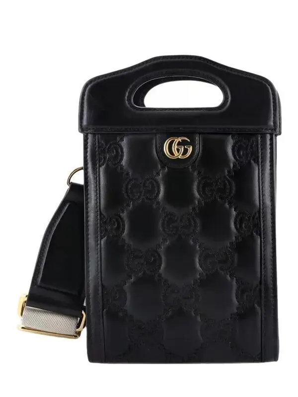 Gucci Gg Matelassé Leather Mini Crossbody Bag - Black