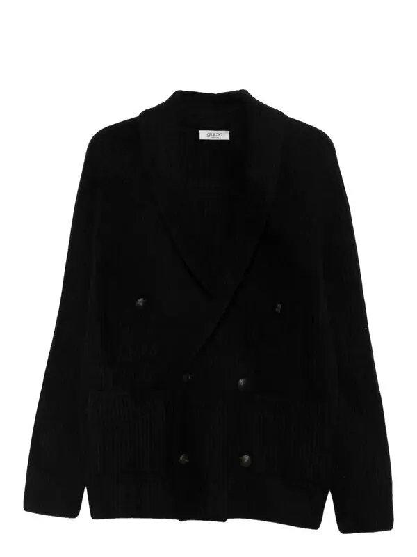 GIUUNO Double-breasted Pocket Cardigan - Black