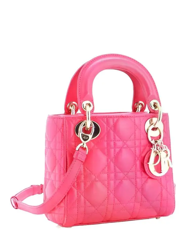 Dior Lady Bag Cannage Quilt Lambskin Mini Satchel - Pink