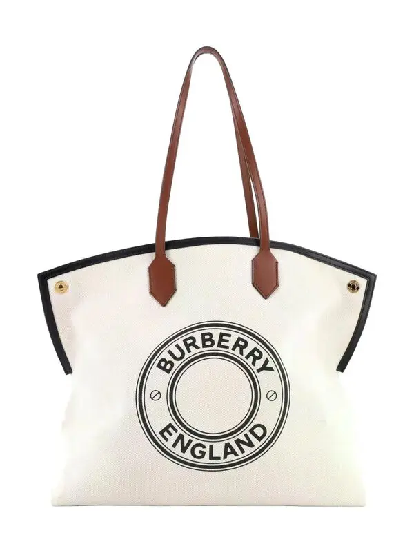 Burberry Logo Society Printed Canvas Large Tote Bag - Neutrals