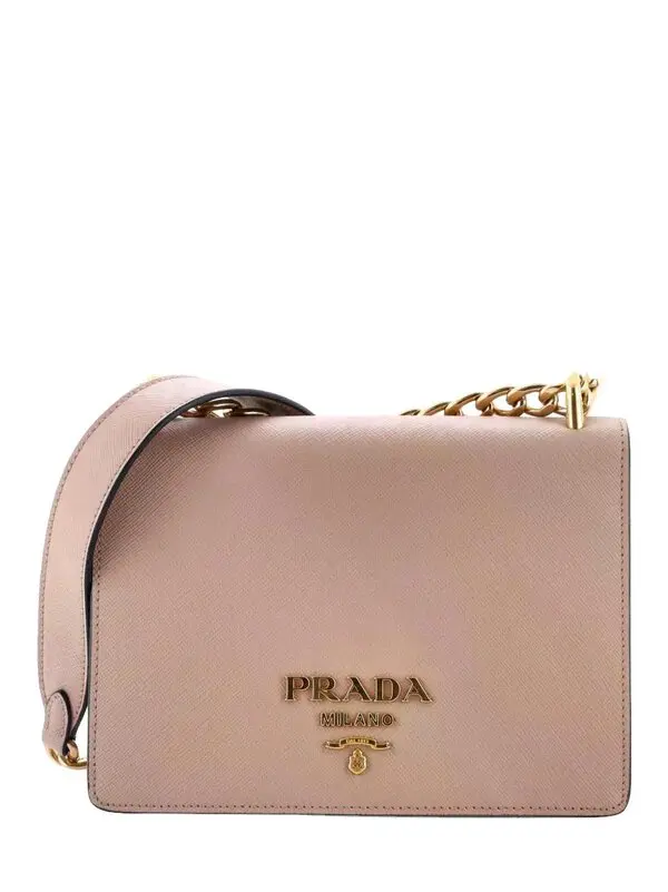 Prada Chain Flap Bag Saffiano Leather Small Crossbody Bag - Neutrals