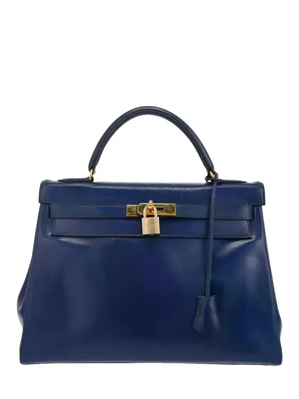 Hermès 1991 Kelly 32 Leather Tote Bag - Blue