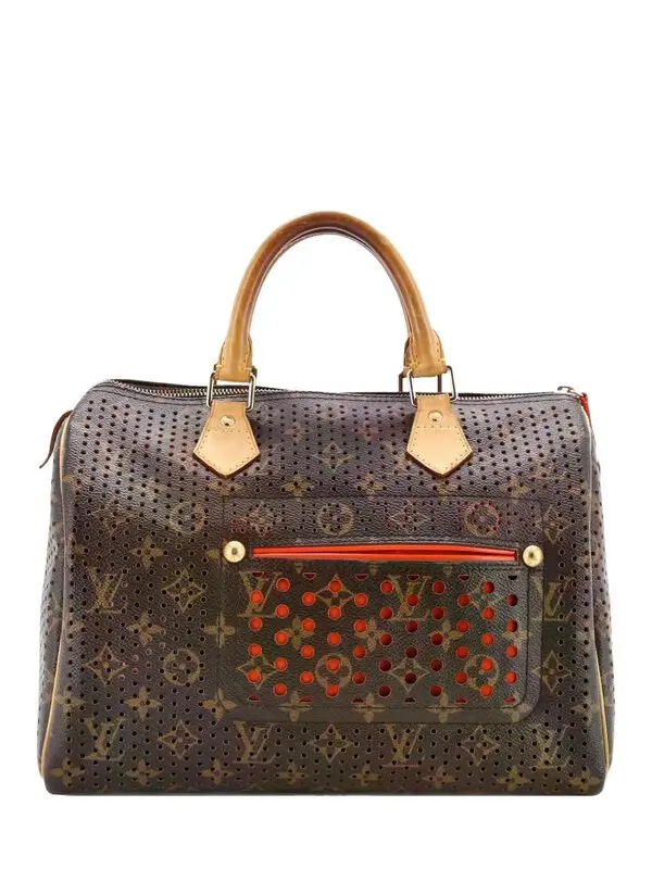 LOUIS VUITTON Speedy Handbag Perforated Monogram Canvas 30 Satchel - Brown