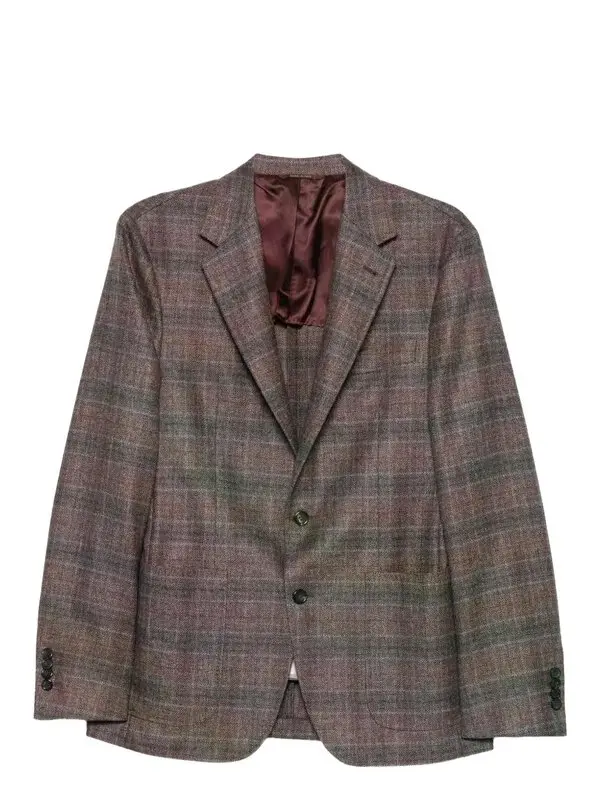 Canali Checked Wool Blazer - Red