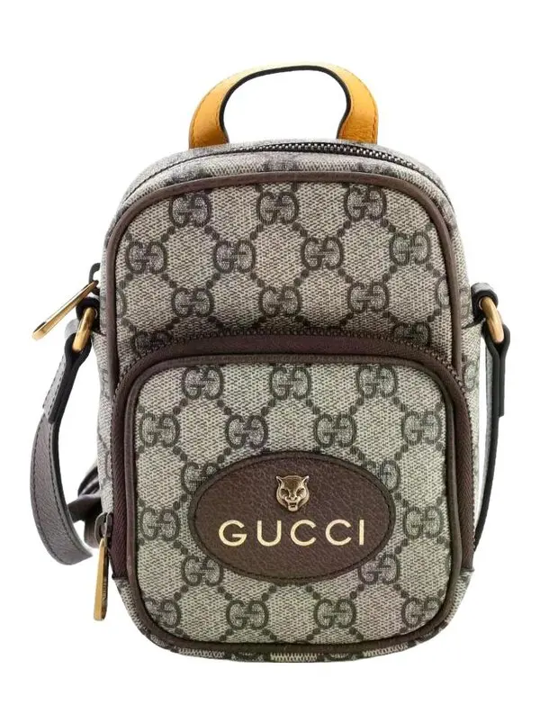 Gucci Neo Vintage Top Handle Gg Coated Canvas Mini Crossbody Bag - Brown