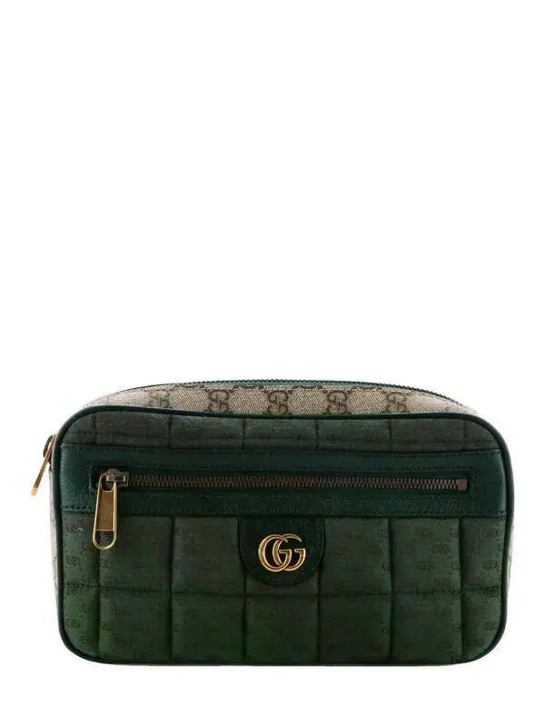 Gucci Gg Coated Canvas And Quilted Mini Gg Canvas Belt Bag - Brown