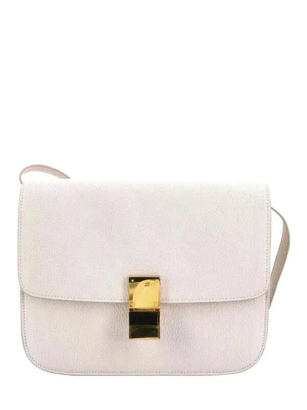 Celine Classic Box Bag Grainy Leather Medium Crossbody Bag - Neutrals