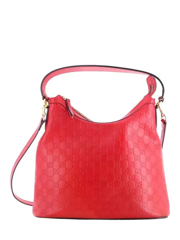 Gucci Linea A Sissima Leather Hobo Bag - Red